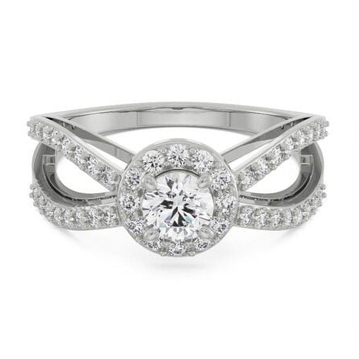 Amor Jewelry 1.06 Ct Moissanite Engagement Ring - 14K White Gold Plated Ring - Chic Round Cut ...