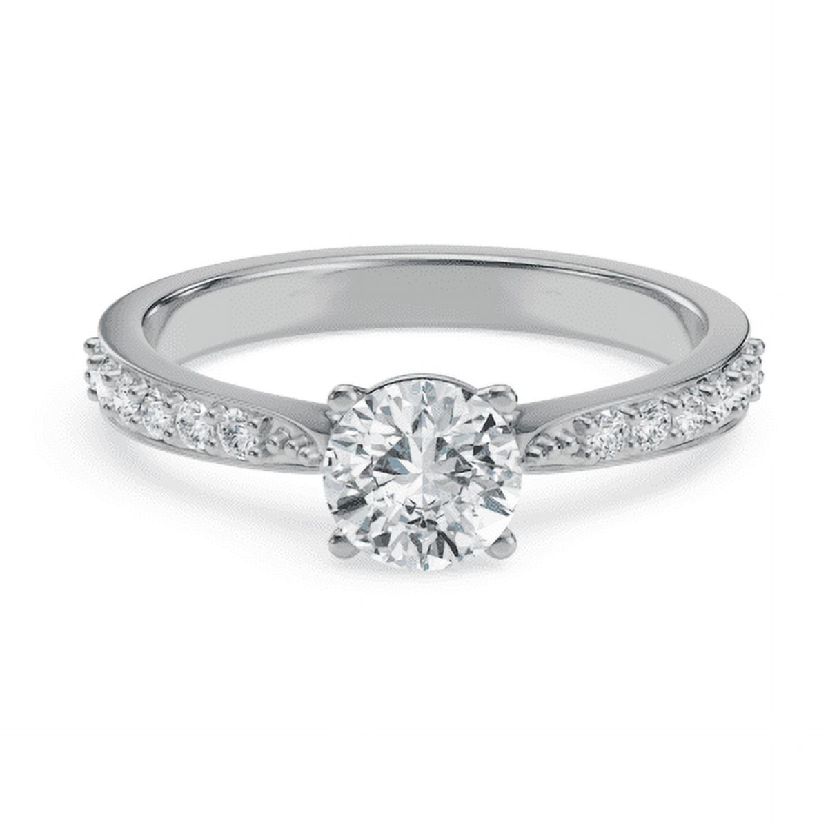 Amor Jewelry 1.06 Ct Round Cut Moissanite Engagement Ring - 14K White Gold Over Eternity ...