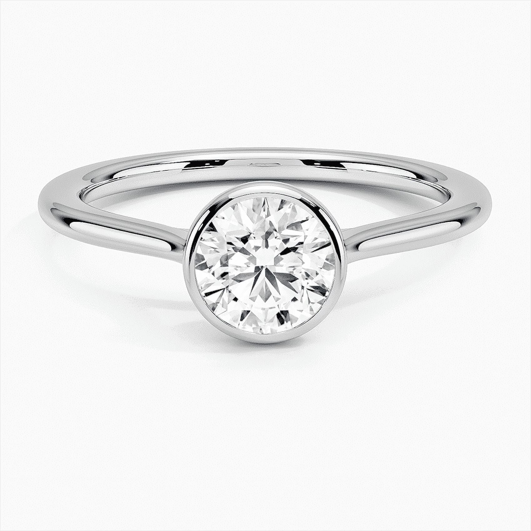 Amor Jewelry 1.49 Ct Bezel Set Round Cut Moissanite Ring - 14K White Gold Plated Ring - Classic ...