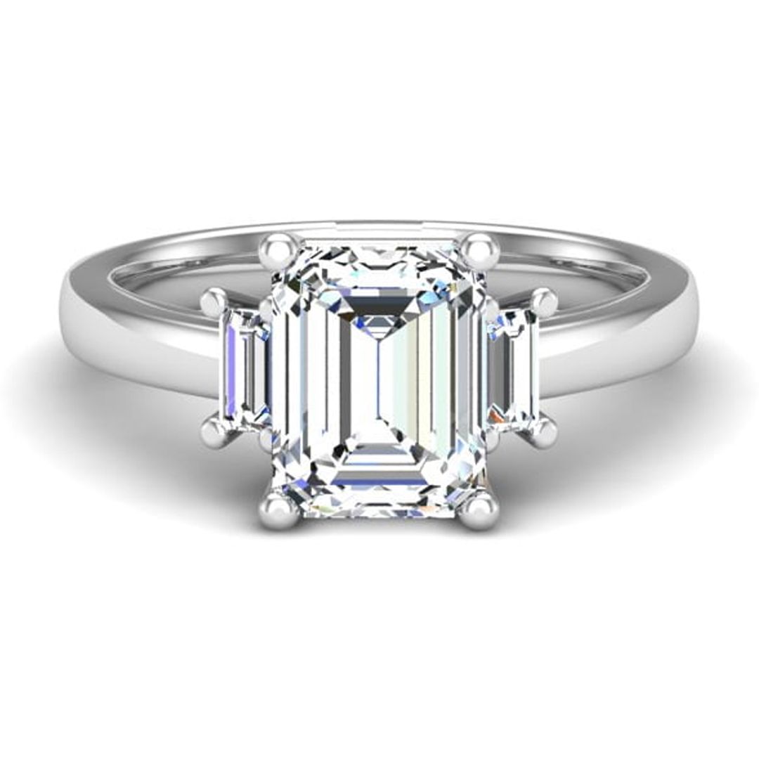 Amor Jewelry 1.49 Ct Emerald Cut Moissanite Engagement Ring ...