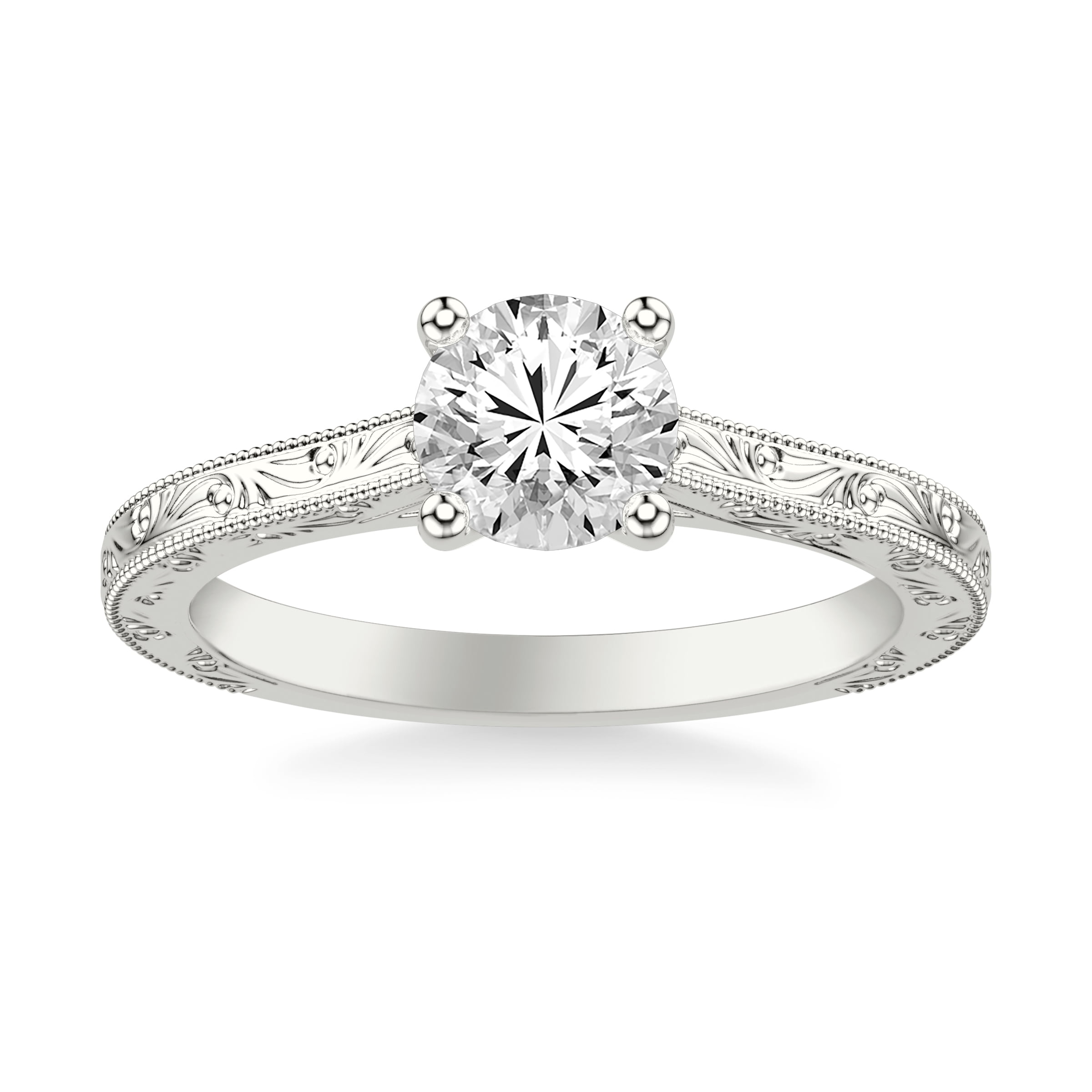 Amor Jewelry 1.49 Ct Round Cut Moissanite Ring - 14K White Gold Plated ...