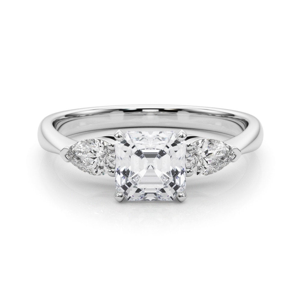 Amor Jewelry 1.6 Ct Asscher Cut Moissanite Ring - Stunning Prong Set Three Stone Ring - 14K ...