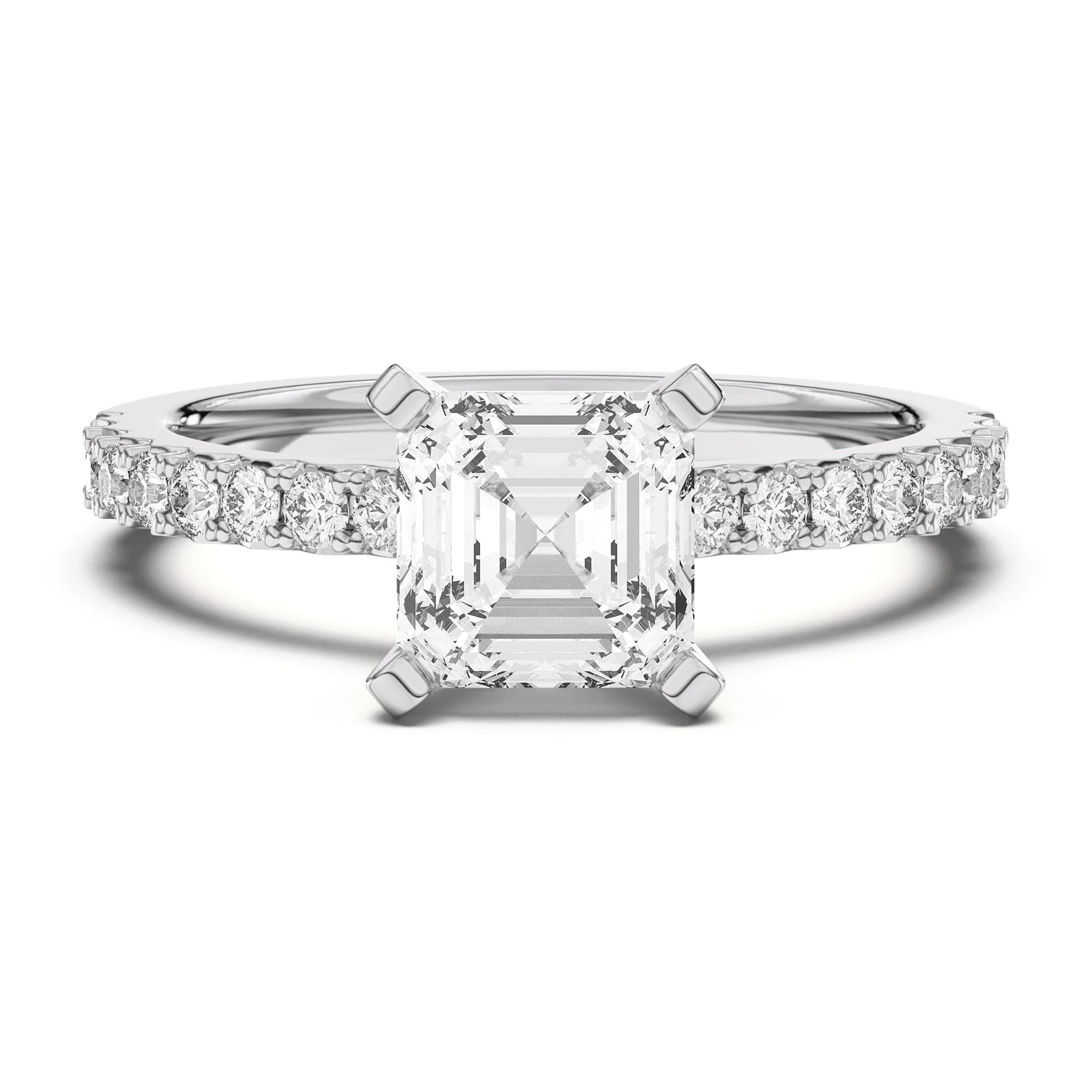 Amor Jewelry 1.7 Ct Asscher Cut Moissanite Engagement Ring for Women - 14K White Gold Plated ...