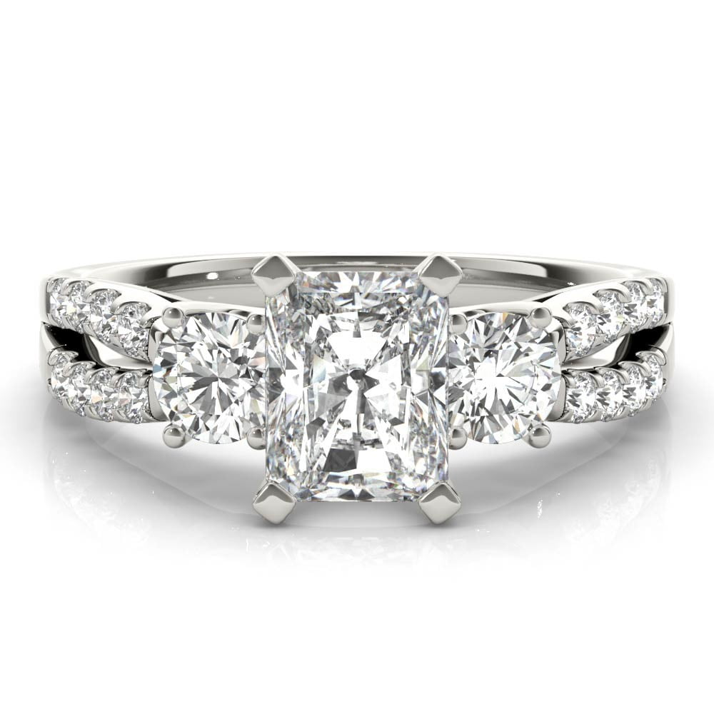 Amor Jewelry 1.7 Ct Radiant Cut Moissanite Engagement Ring - Dazzling Three Stone and Solitaire ...