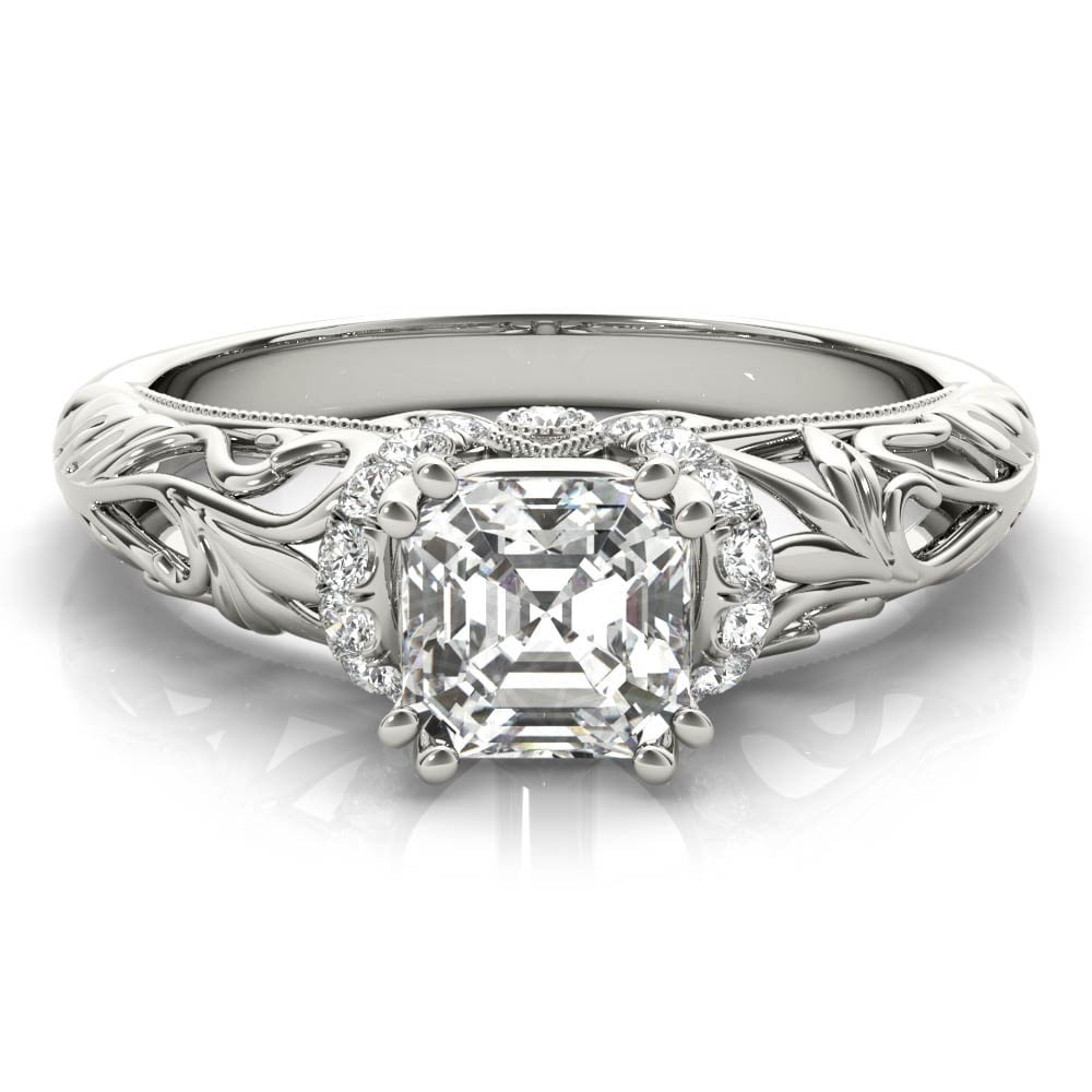 Amor Jewelry 1.92 Ct Asscher Cut Moissanite Engagement Ring - Vintage ...