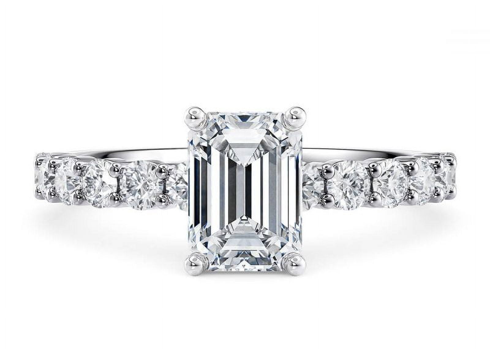 Amor Jewelry 14K White Gold Plated Ring - 2.02 Ct Emerald Cut ...