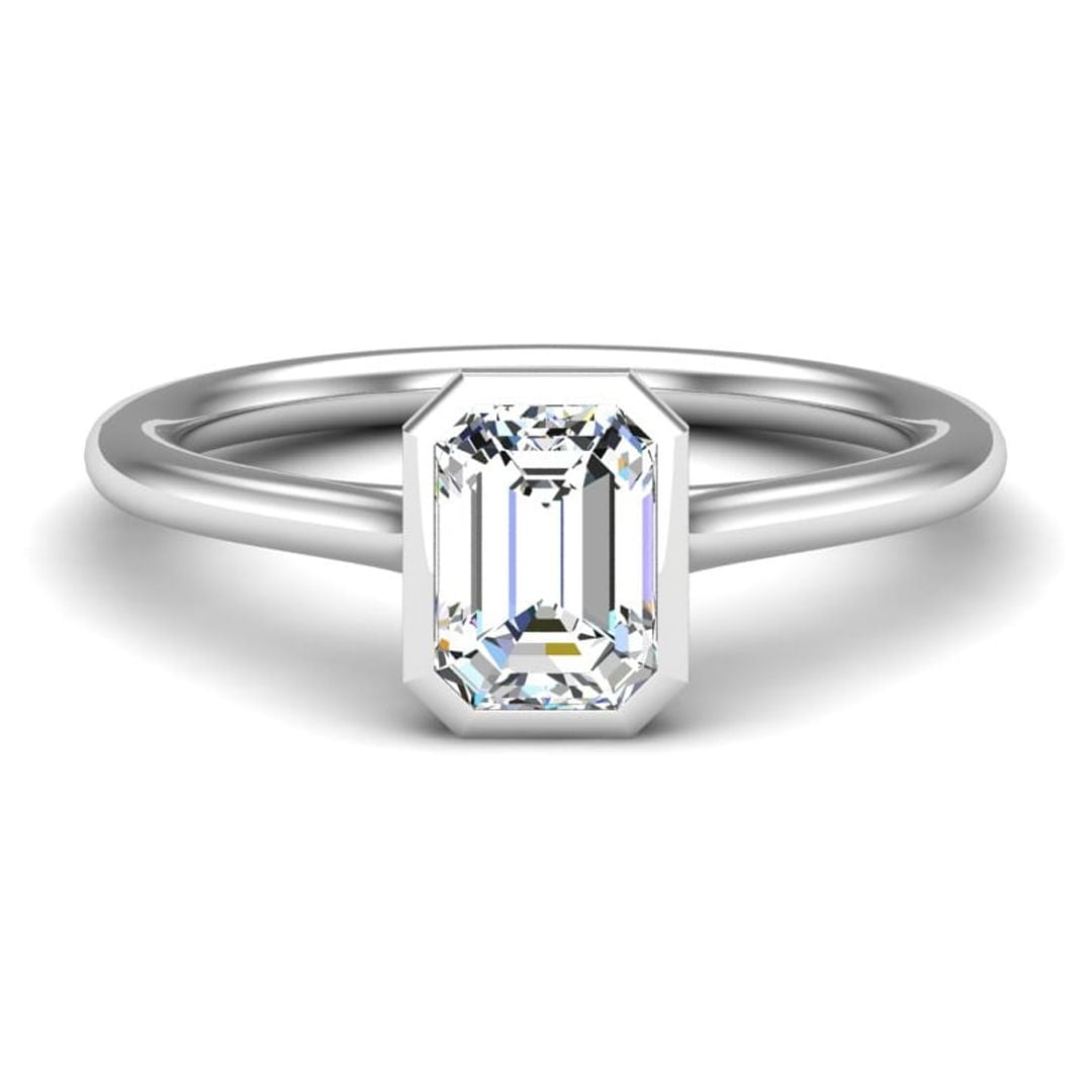 Amor Jewelry 14K White Gold Plated 1.6 Ct Emerald Cut Moissanite ...