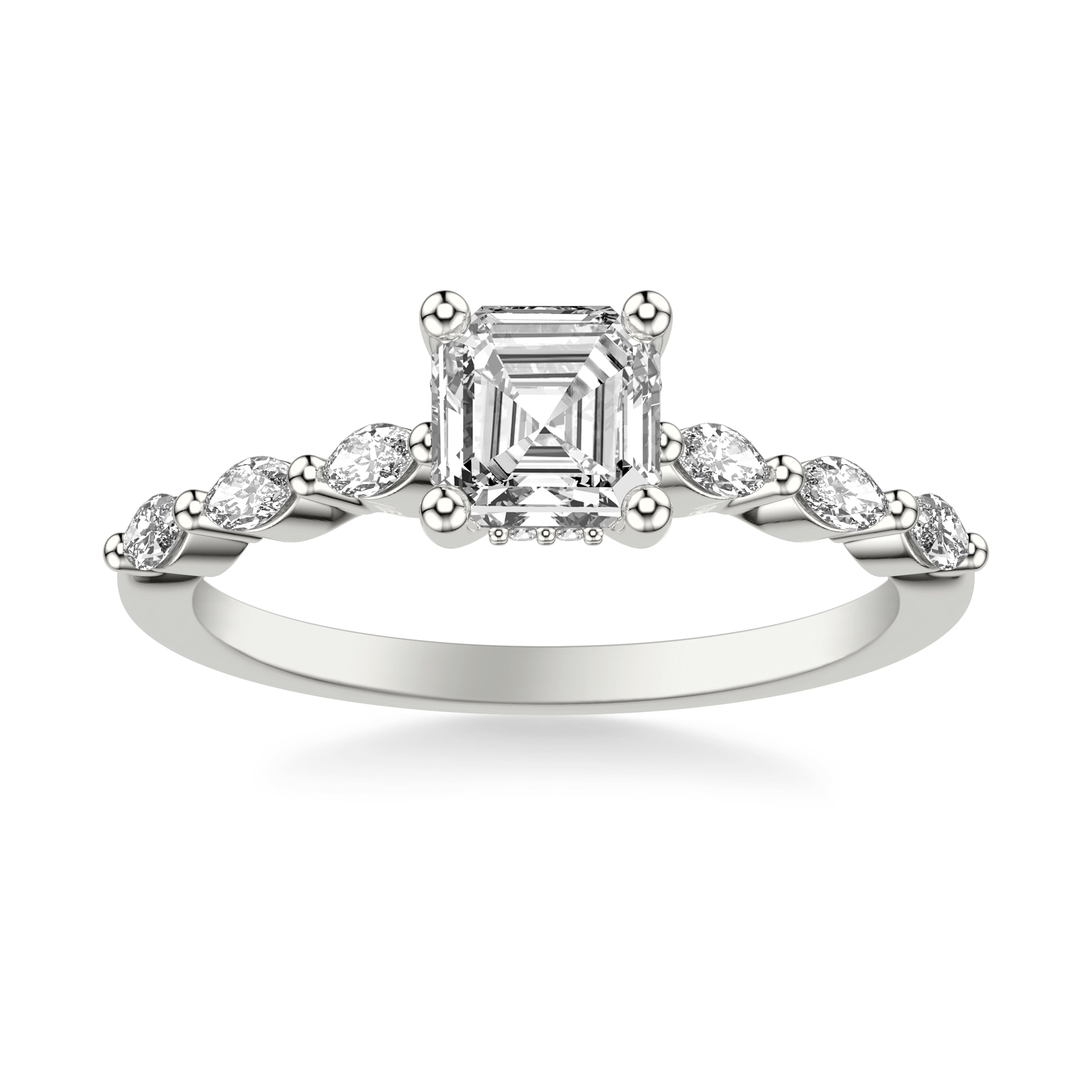 Amor Jewelry 14K White Gold Plated 1.92 Ct Asscher Cut Solitaire ...