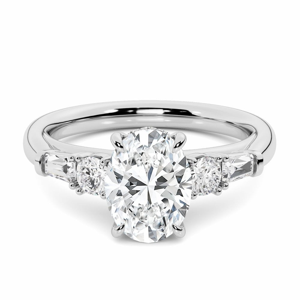 Amor Jewelry 14K White Gold Plated 2.13 Ct Oval Cut Moissanite ...