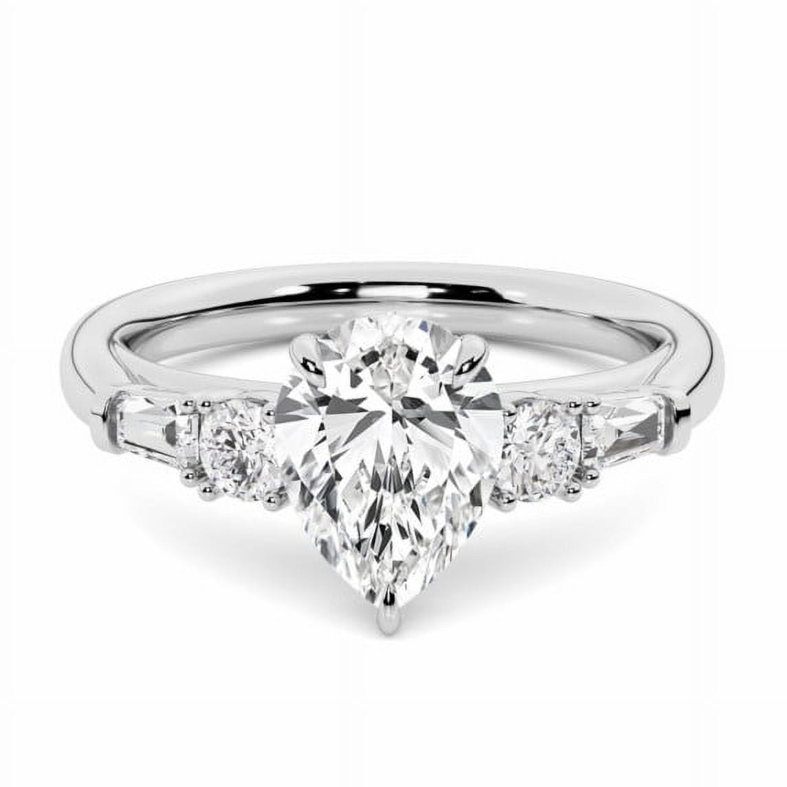 Amor Jewelry 14K White Gold Plated 2.13 Ct Pear Cut Moissanite Ring ...