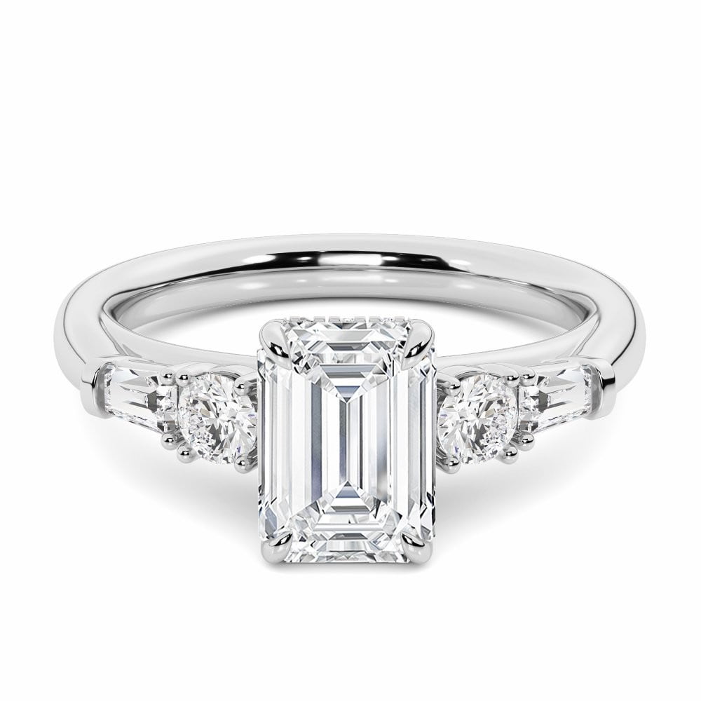 Amor Jewelry 14K White Gold Plated 2.24 Ct Emerald Cut Moissanite Ring ...