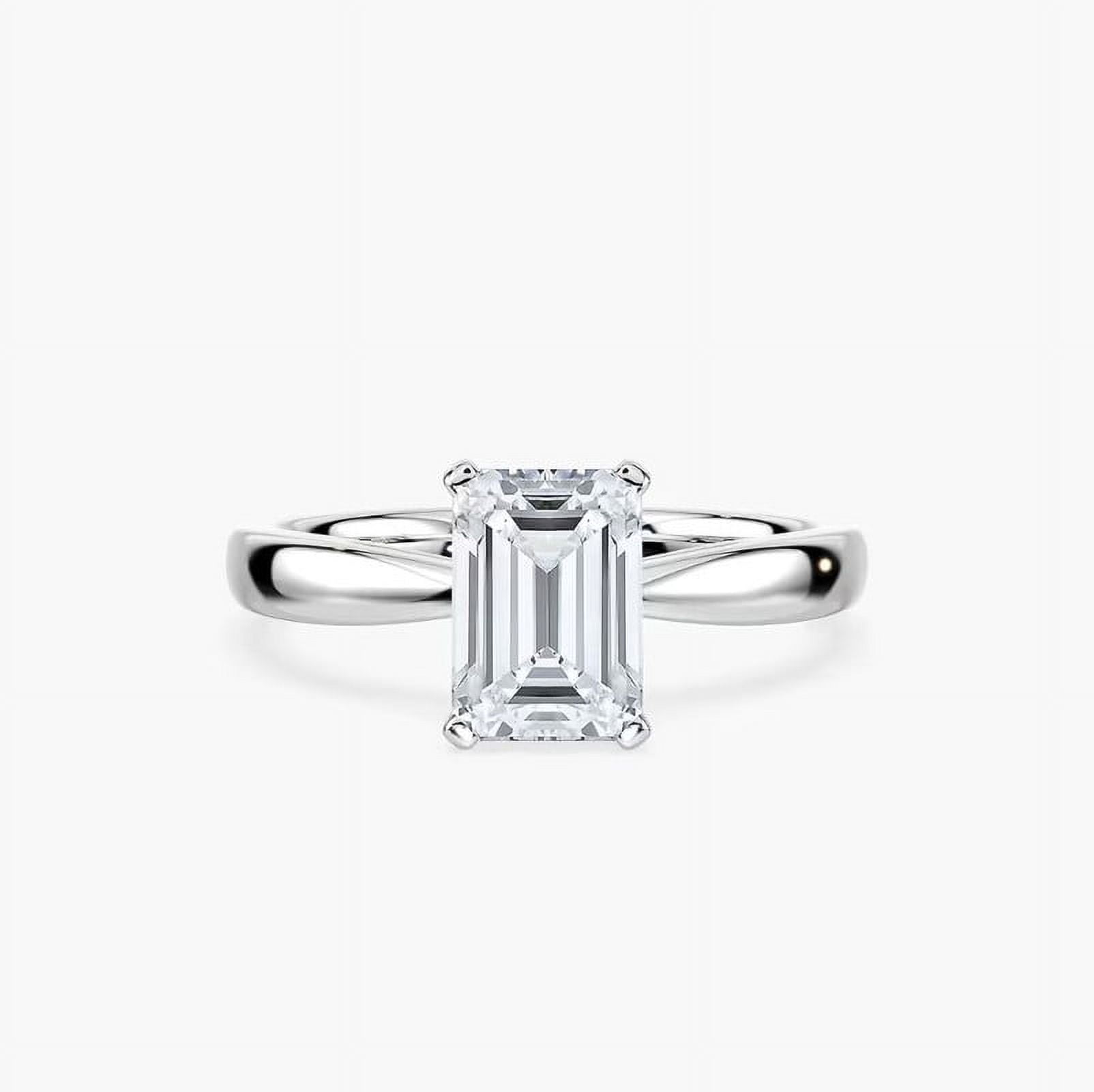 Amor Jewelry 14K White Gold Plated 2.45 Ct Emerald Cut Moissanite Ring ...