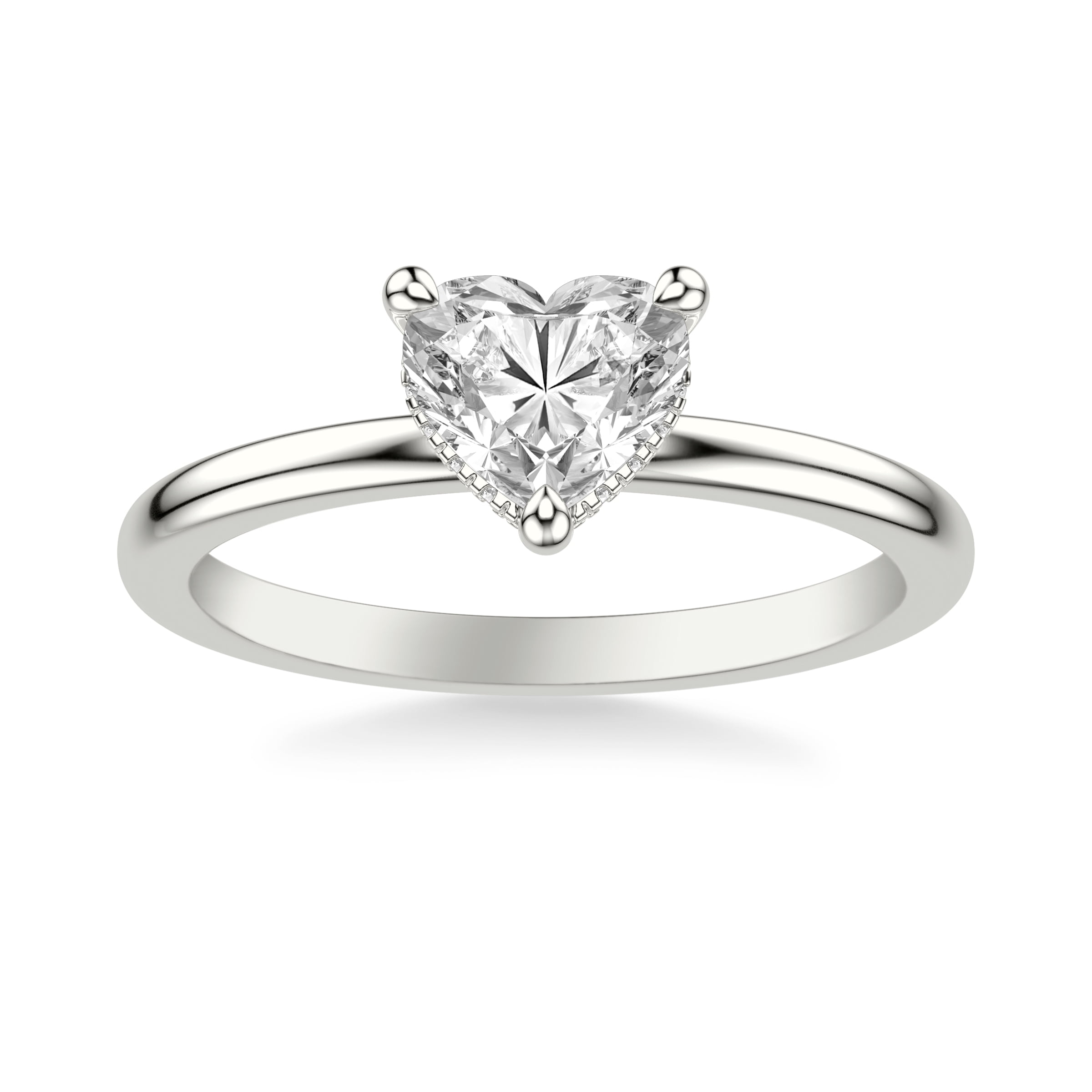 Amor Jewelry 14K White Gold Plated Heart Cut Moissanite Ring for Women - 1.7 Ct Lab Created ...
