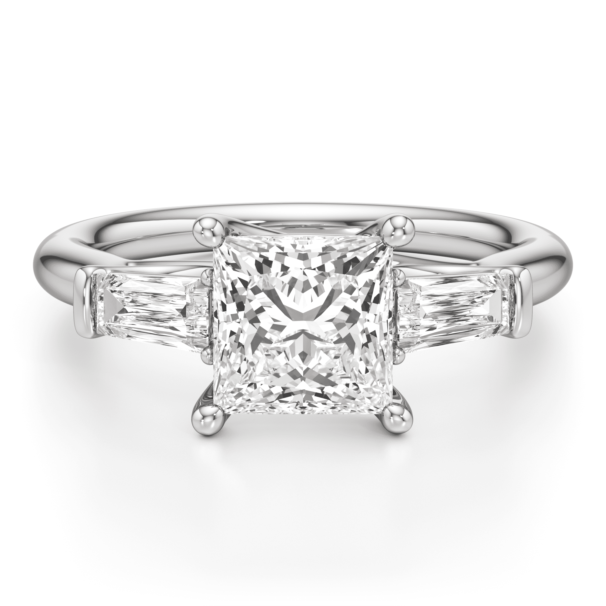 Amor Jewelry 14K White Gold Plated Princess Cut Moissanite Engagement ...