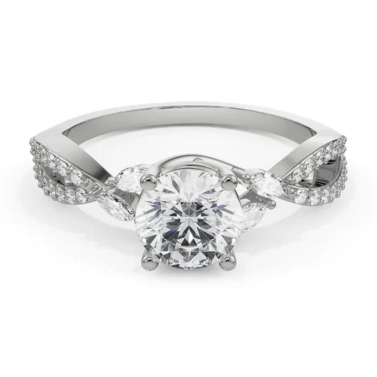 Amor Jewelry 14K White Gold Plated Ring - 1.06 Ct Round Cut Moissanite ...