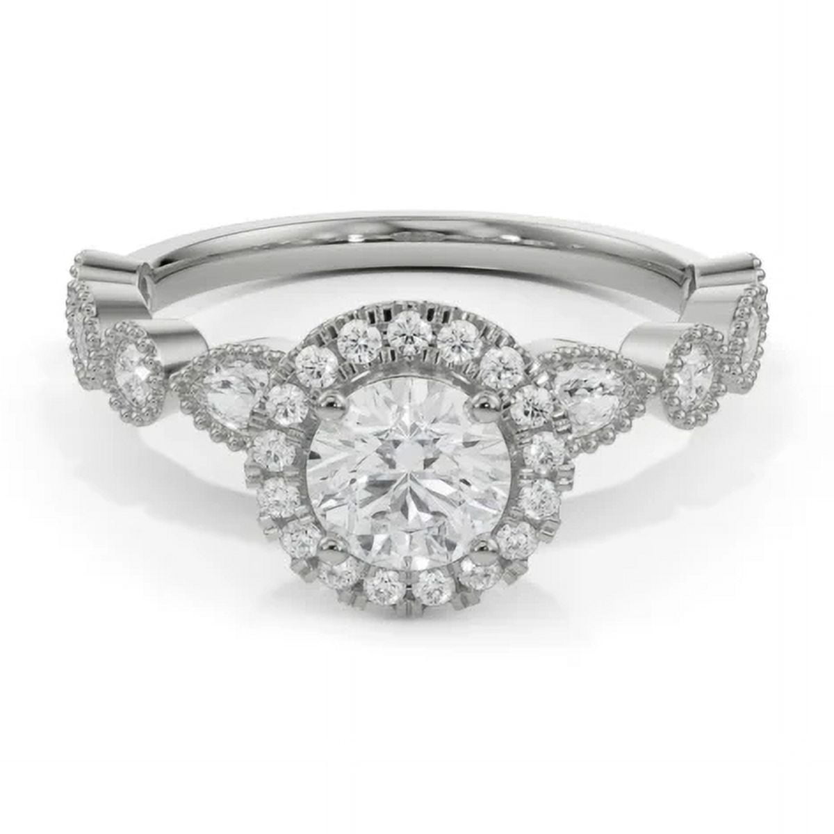 Amor Jewelry 14K White Gold Plated Ring - 1.28 Ct Moissanite Engagement ...