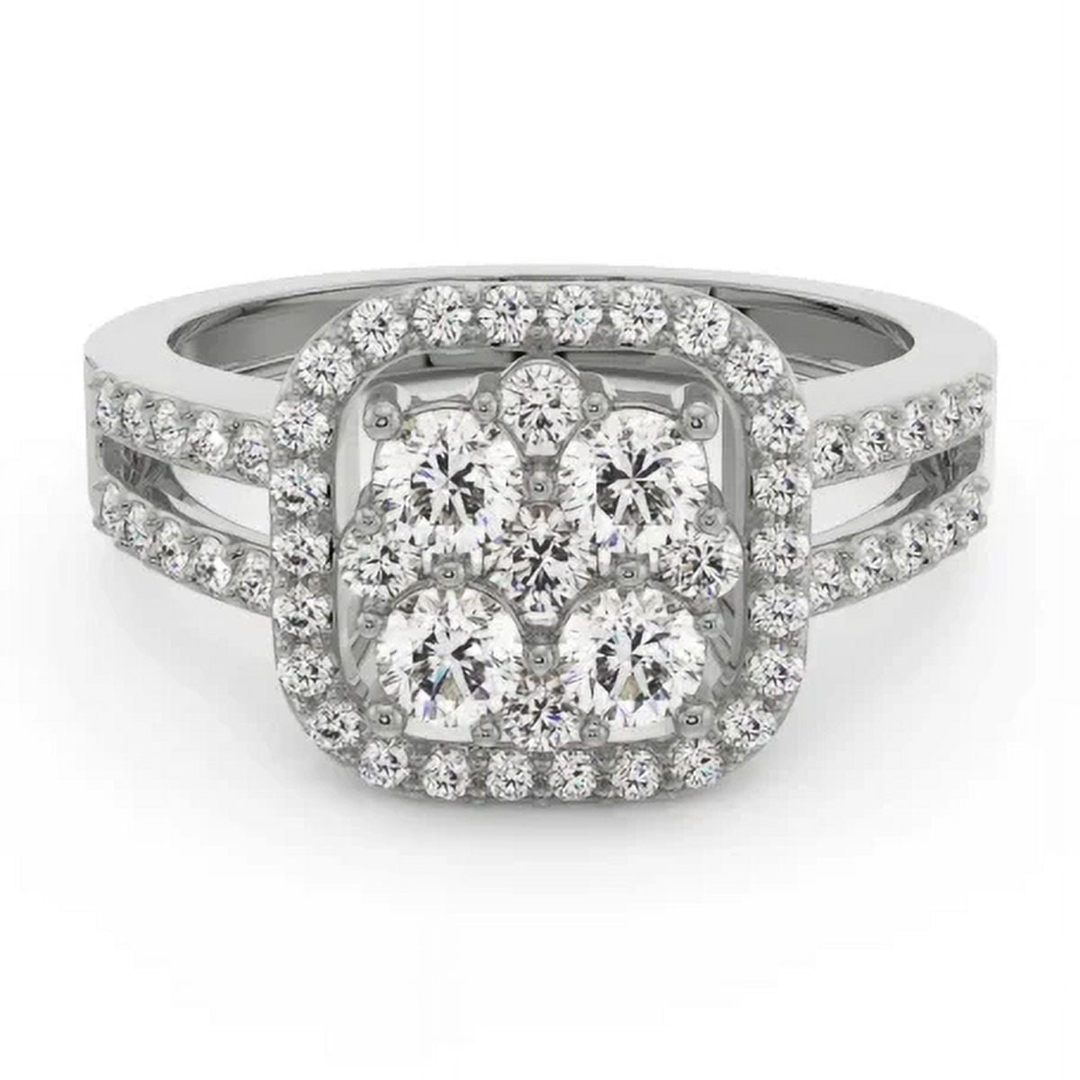 Amor Jewelry 14K White Gold Plated Ring - 1.28 Ct Round Cut Moissanite ...