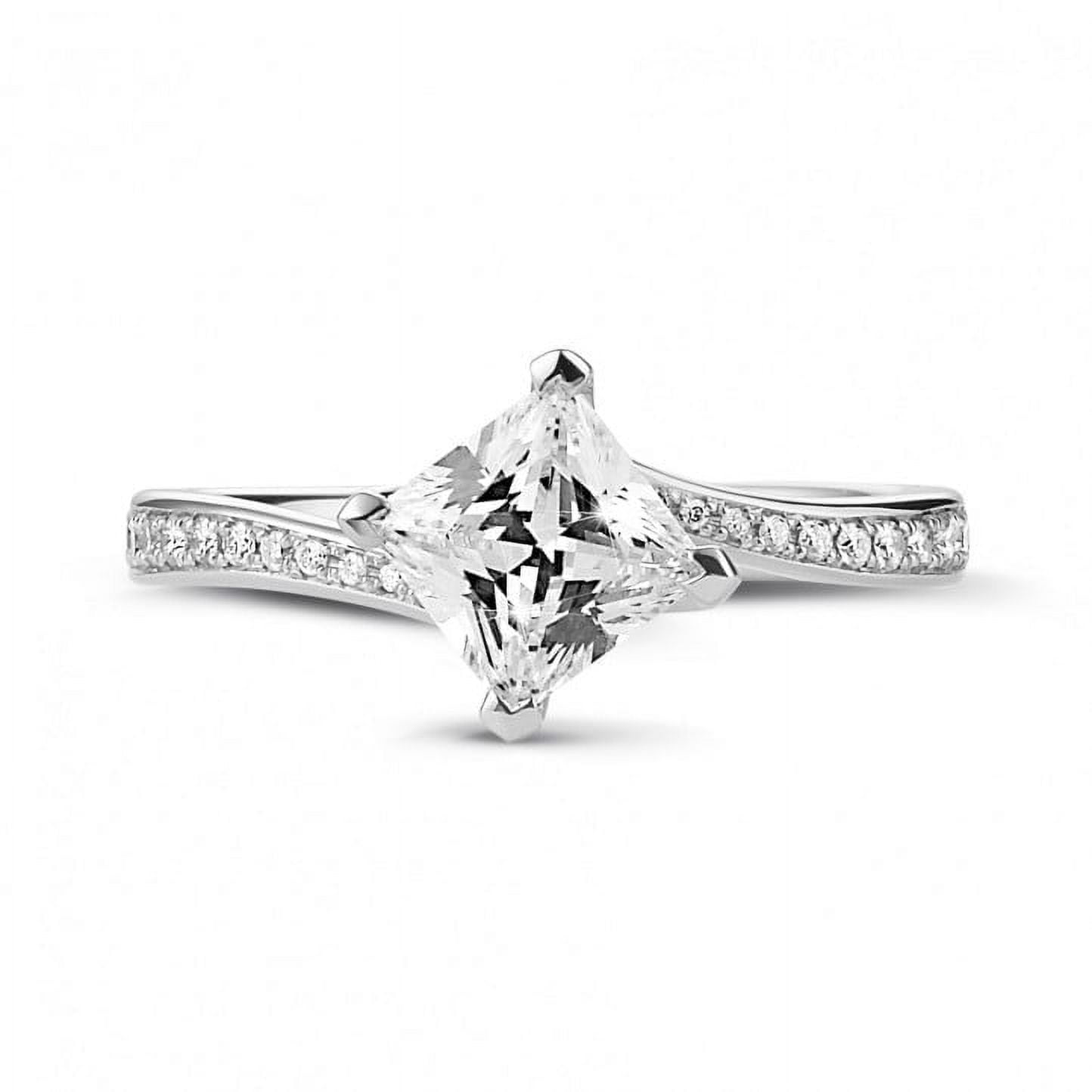 Amor Jewelry 14K White Gold Plated Ring - 1.7 Ct Moissanite Engagement Ring - Princess Cut ...