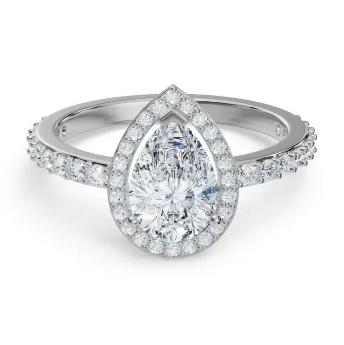 Amor Jewelry 14K White Gold Plated Ring - Elegant 1.6 Ct Pear Cut ...