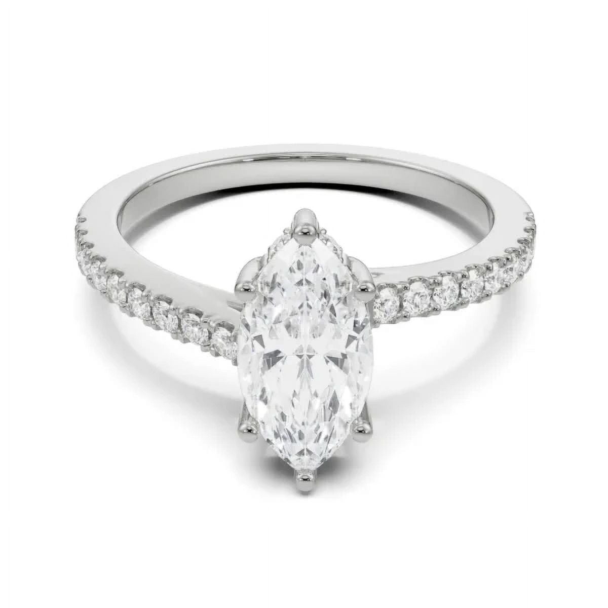 Amor Jewelry 14K White Gold Plated Ring - Stunning 2.13 Ct Marquise Cut ...