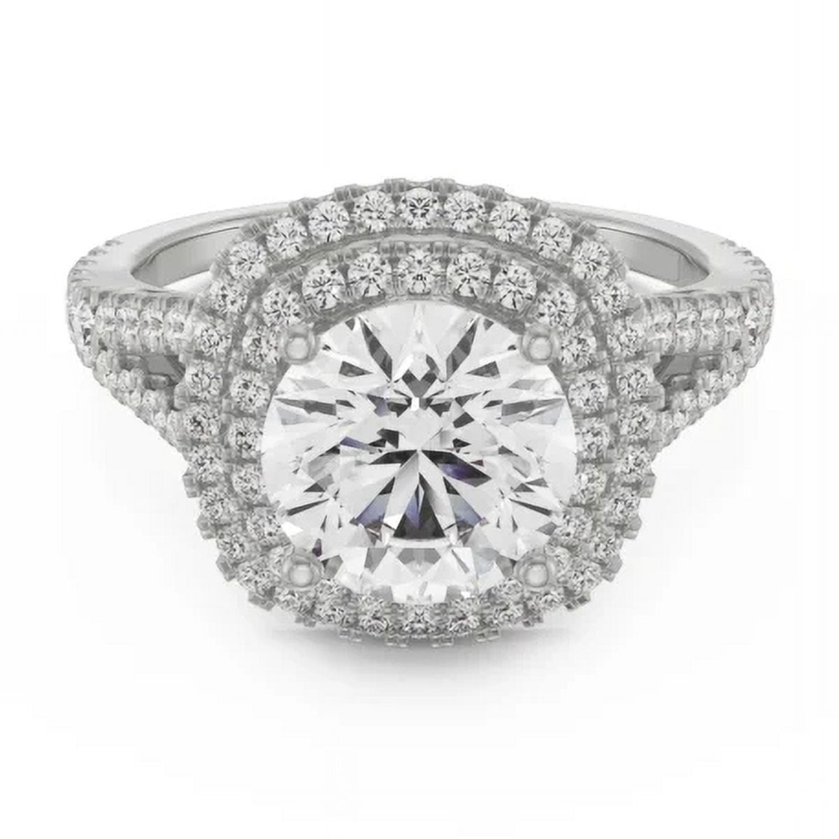 Amor Jewelry 14K White Gold Plated Rings - 1.81 Ct Round Cut Moissanite ...