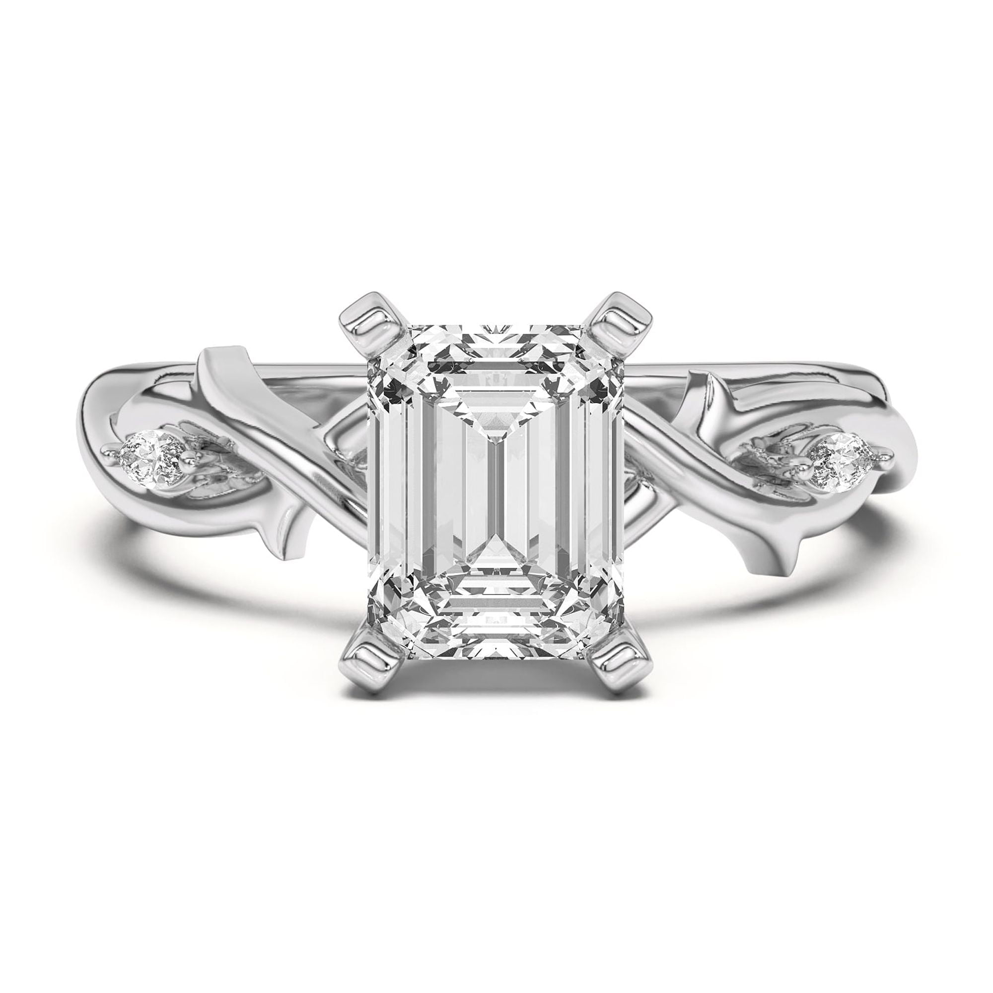 Amor Jewelry 2.02 Ct Emerald Cut Engagement Ring - 14K White Gold ...