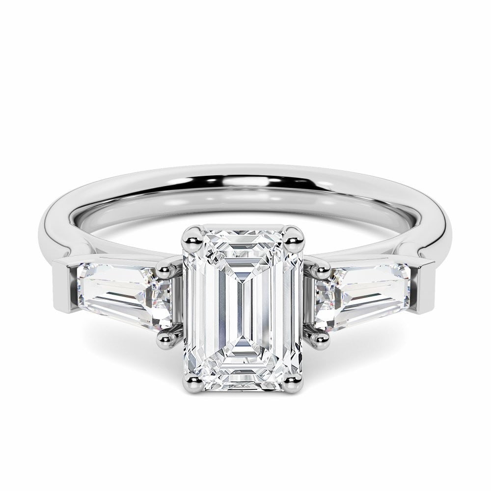 Amor Jewelry 2.02 Ct Emerald Cut Moissanite Ring - Elegant Three Stone ...