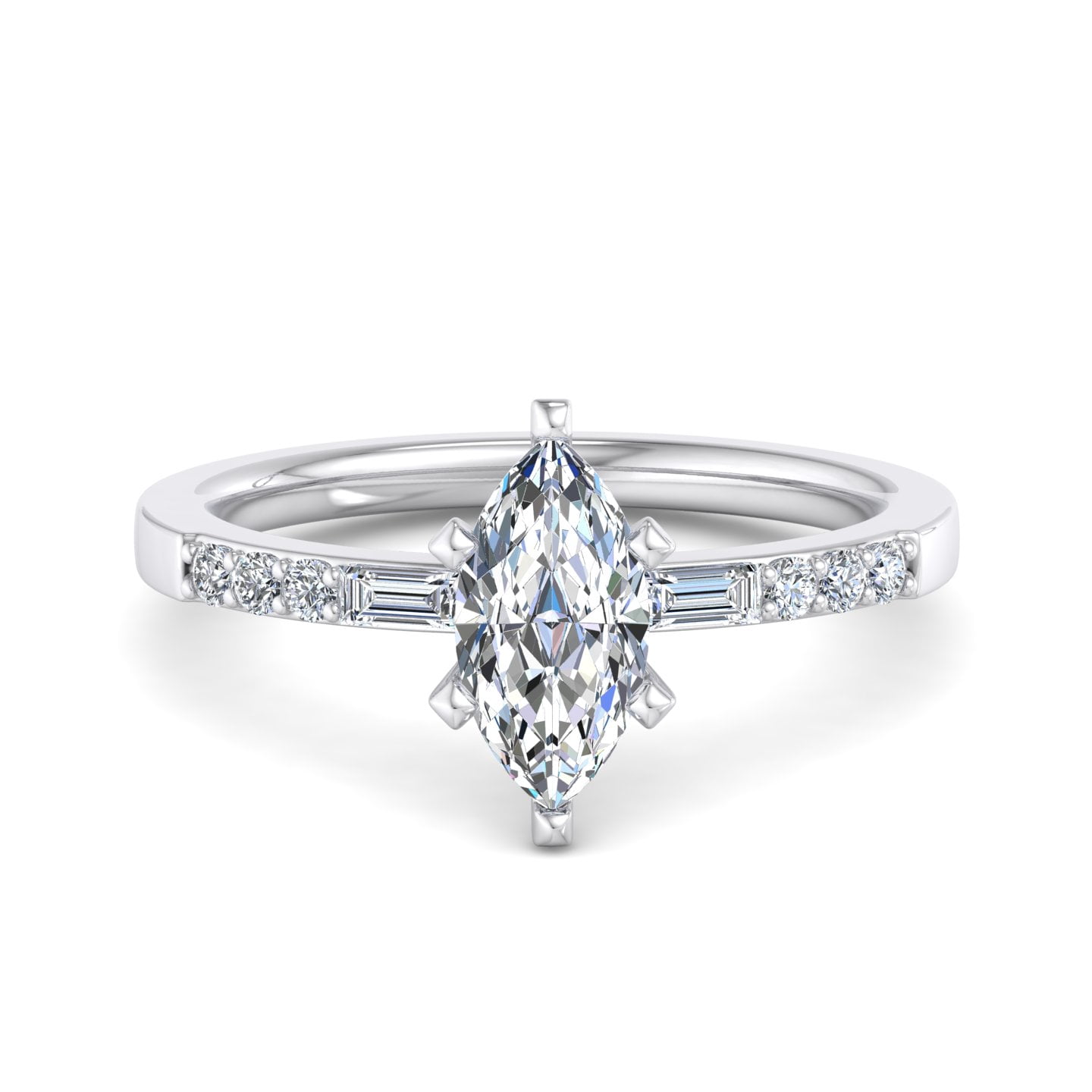 Amor Jewelry 2.02 Ct Marquise Cut Solitaire Engagement Ring - 14K White ...