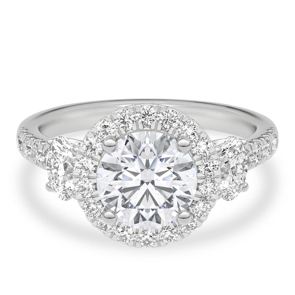 Amor Jewelry 2.02 Ct Round Cut Moissanite Halo Rings - Radiant ...