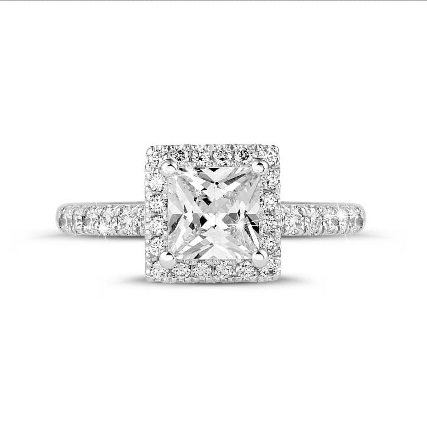 Amor Jewelry 2.24 Ct Moissanite Engagement Ring - Elegant Princess Cut Design in 14K White Gold ...