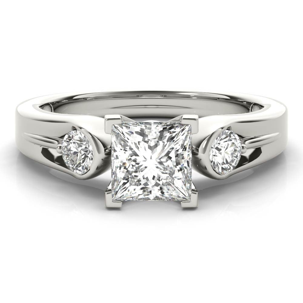 Amor Jewelry 2.24 Ct Princess Cut Moissanite Solitaire Ring - Three ...