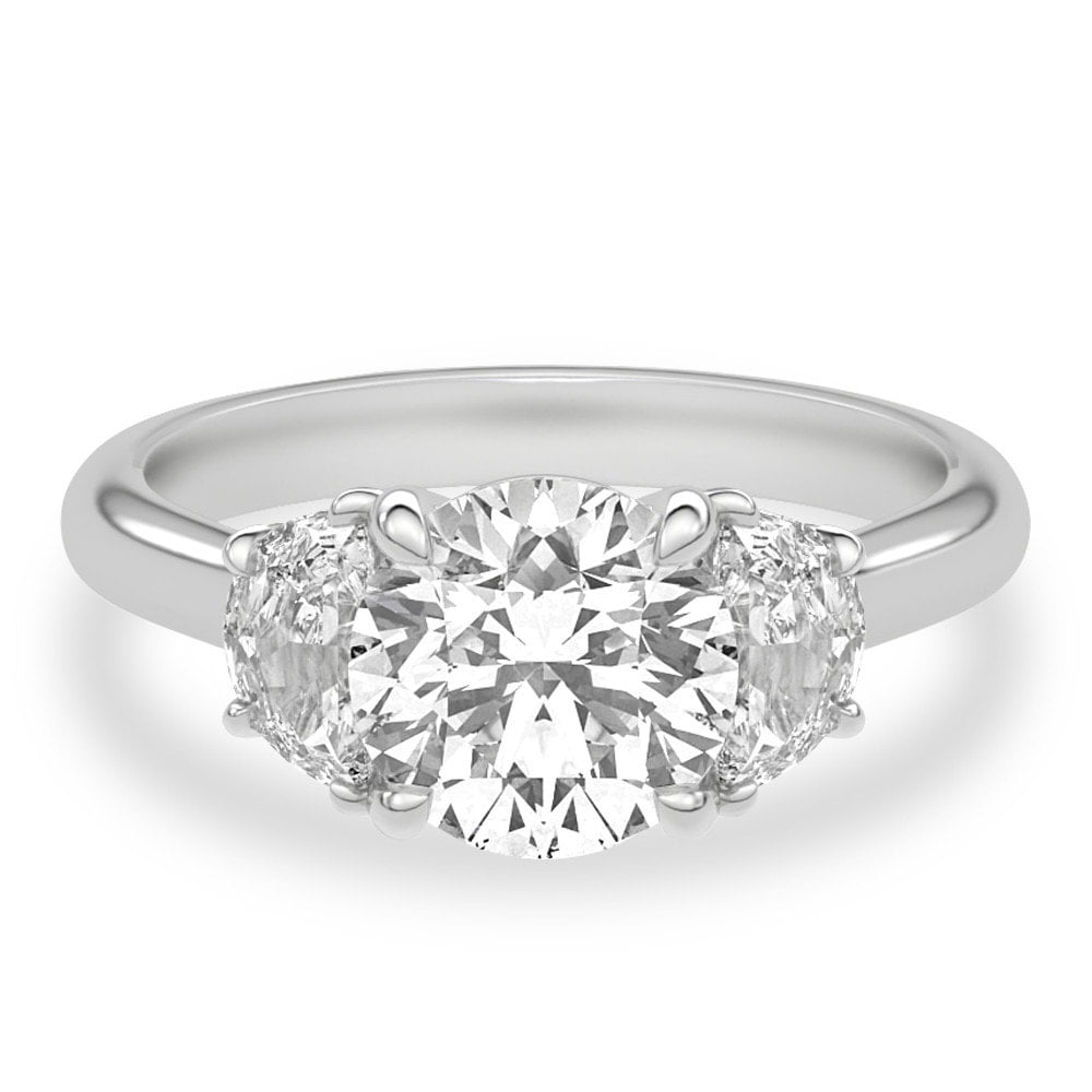 Amor Jewelry 2.24 Ct Round Cut Moissanite Engagement Ring - Unique Three Stone Sparkle - 14K ...