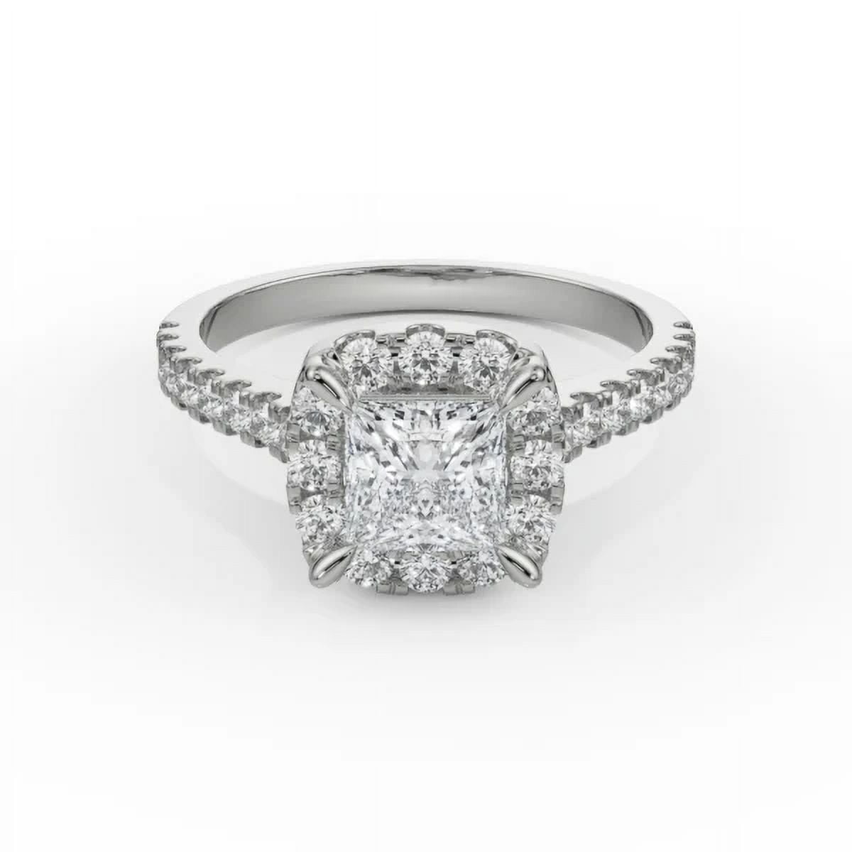Amor Jewelry Elegant 1.92 Ct Princess Cut Moissanite Ring - 14K White ...