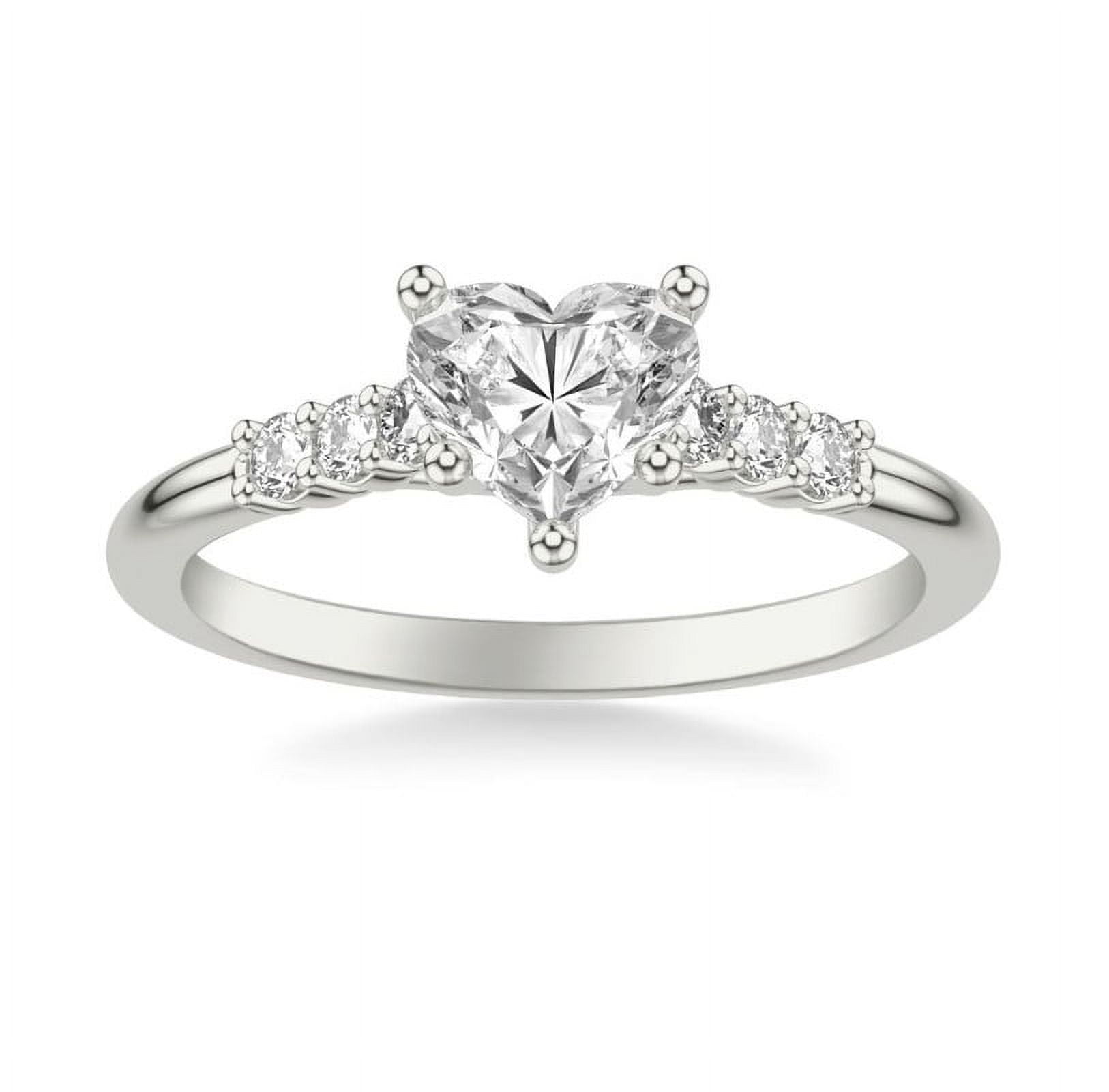 Amor Jewelry Heart Cut Solitaire Cathedral Ring with Accents - 1.6 Ct ...