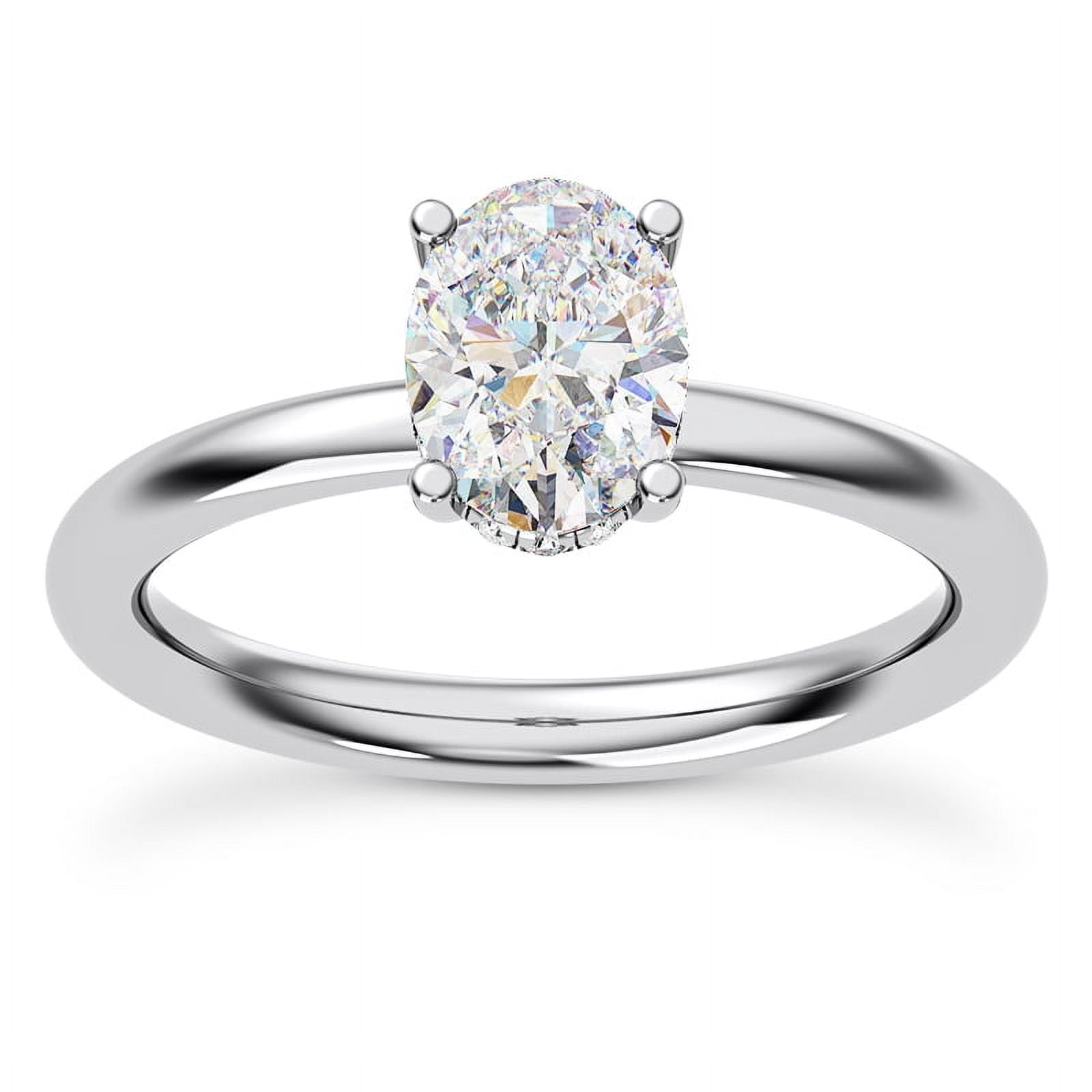 Amor Jewelry Hidden Halo Solitaire Engagement Ring for Women - 2.02 Ct Oval Cut Moissanite Ring ...