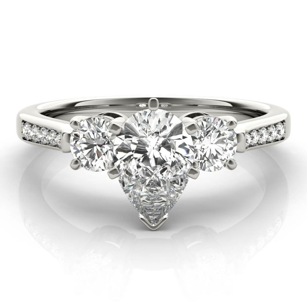 Amor Jewelry Pear Cut 2.02 Ct Moissanite Ring - Luxurious Three Stone ...