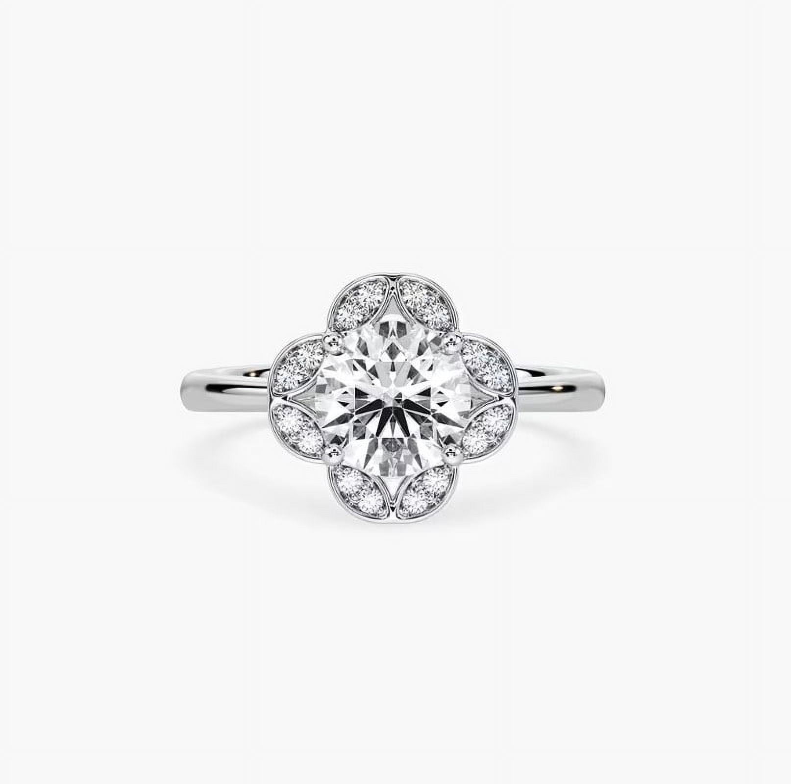 Amor Jewelry Round Cut 1.49 Ct Moissanite Engagement Ring - 14K White ...