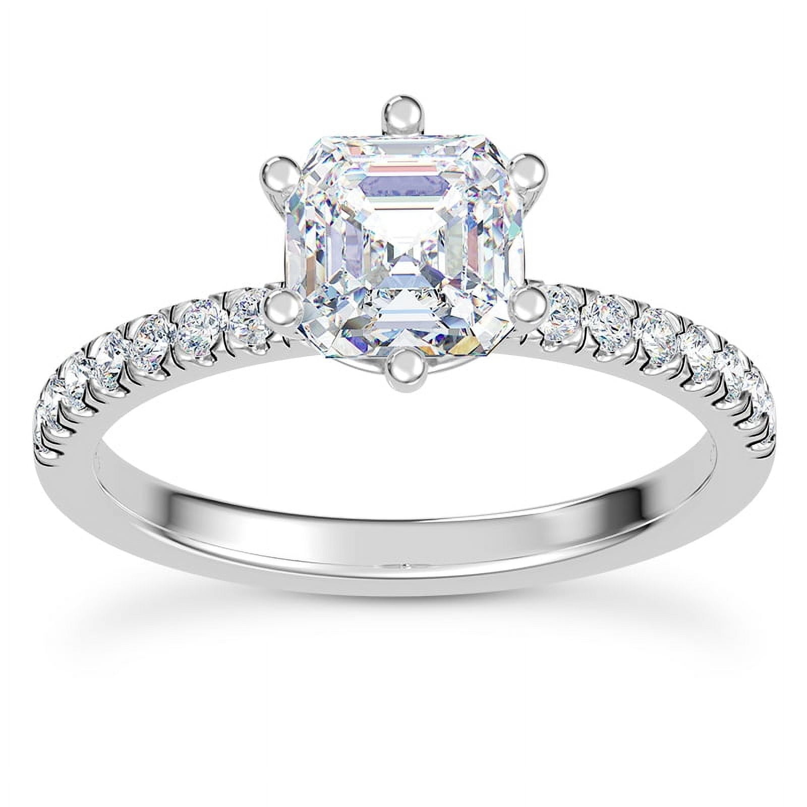 Amor Jewelry Stunning 2.13 Ct Asscher Cut Moissanite Engagement Ring - Moissanite - 14K White ...