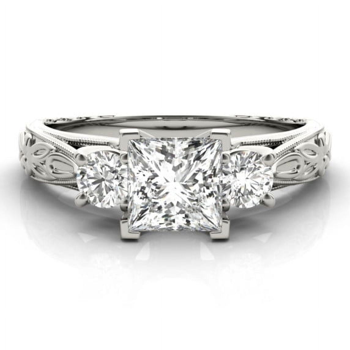 Amor Jewelry Three Stone and Leaf Ring - 2.24 Ct Princess Cut ...