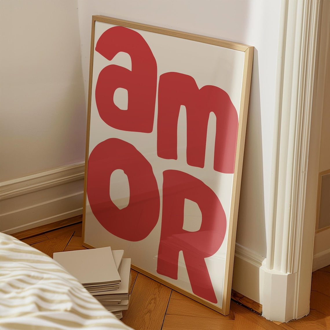 Amor Modern Red Typography Art Print, Valentines Day Decor, Cute ...