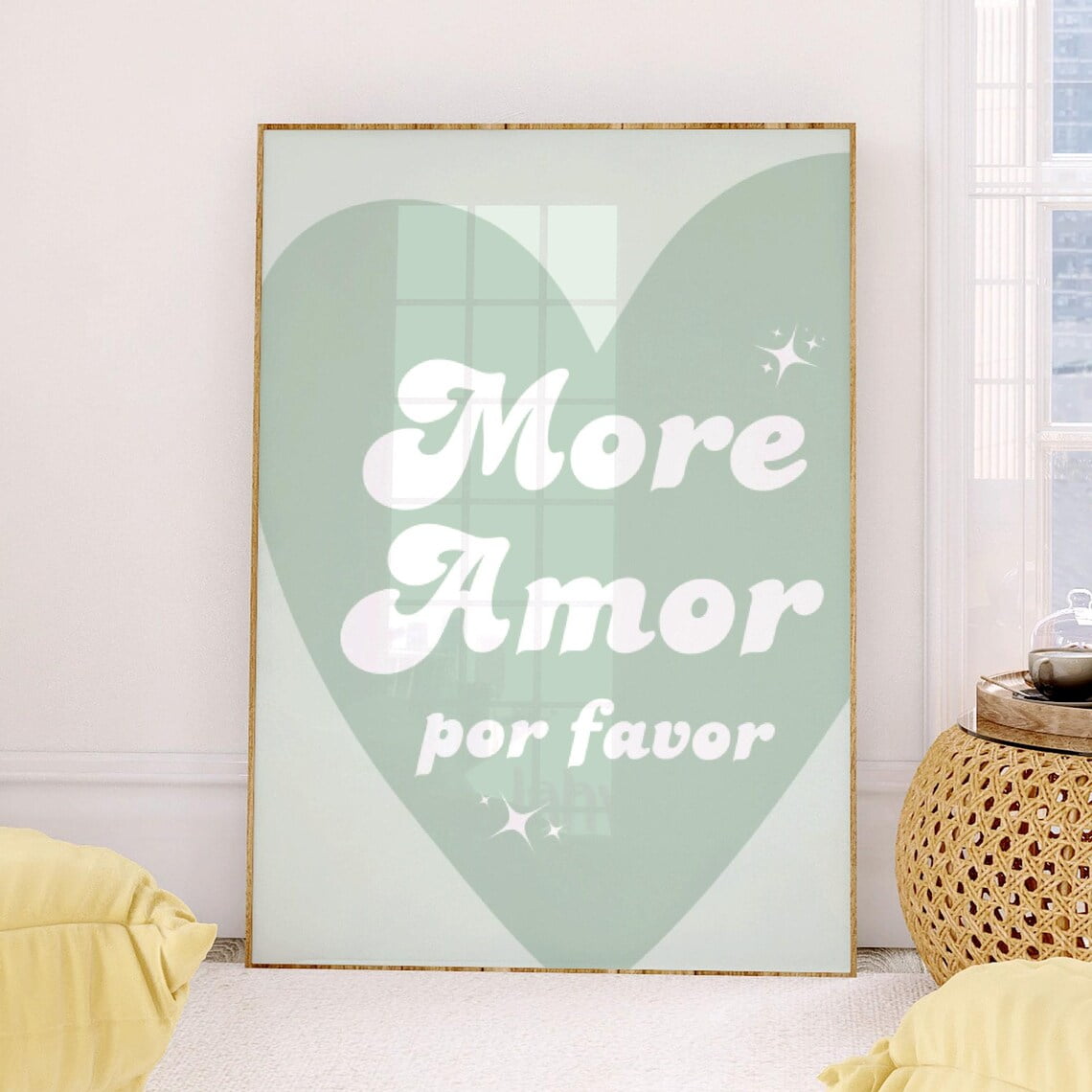 More Amor Por Favor Poster, Preppy College Apartment Decor, Sage Green ...
