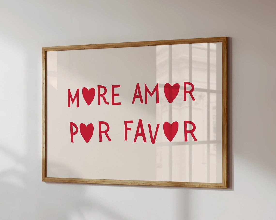 More Amor Por Favor Print Minimalist Heart Poster Landscape Living Room ...