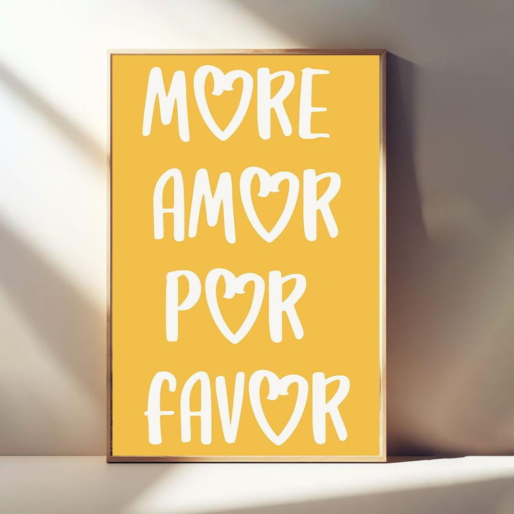 More Amor Por Favor Wall Art, Love Quote, Yellow Print, Sunshine Modern ...