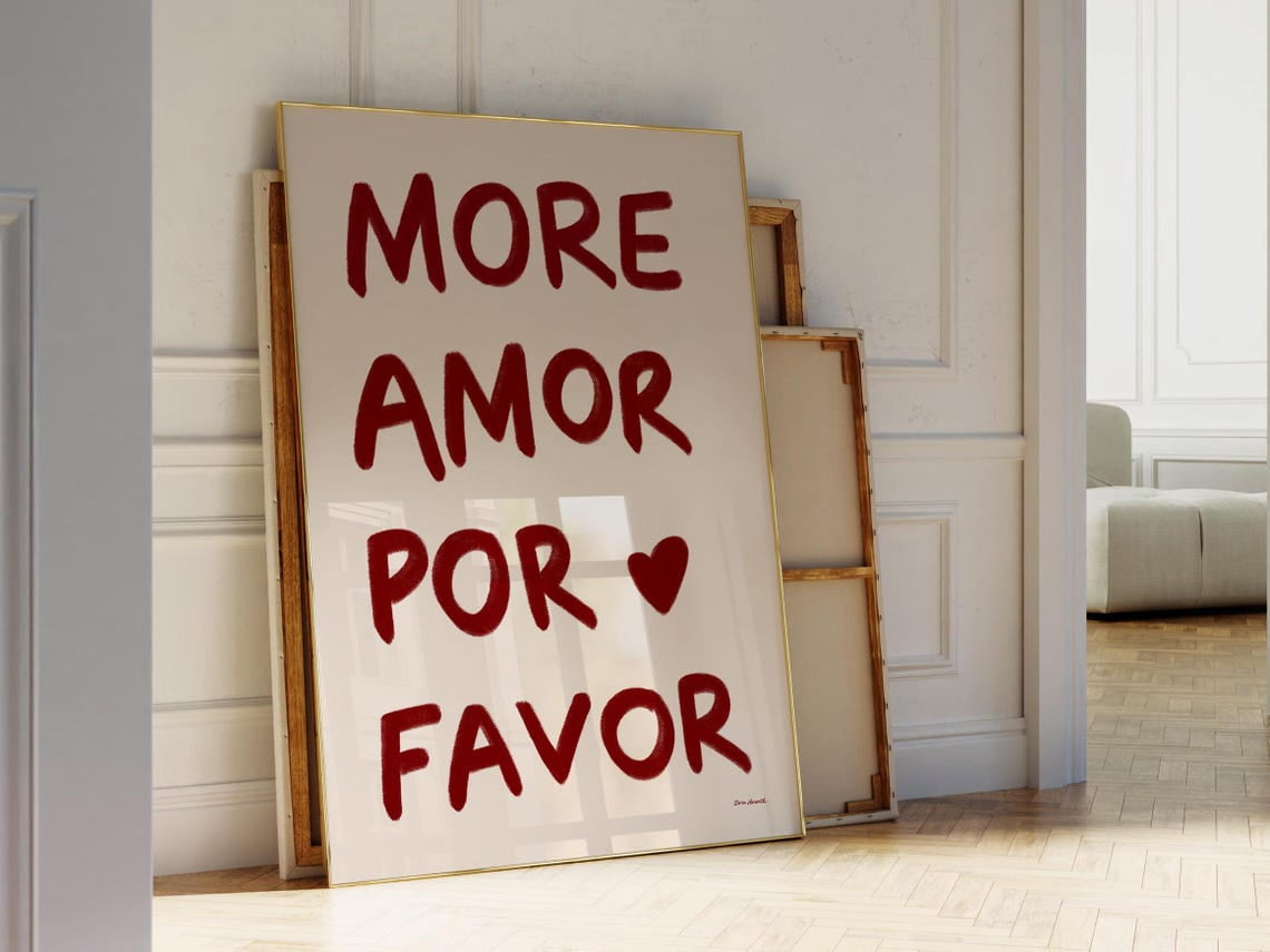 More Amor Por Favor Wall Art, Love Typography Poster, Valentines Day ...