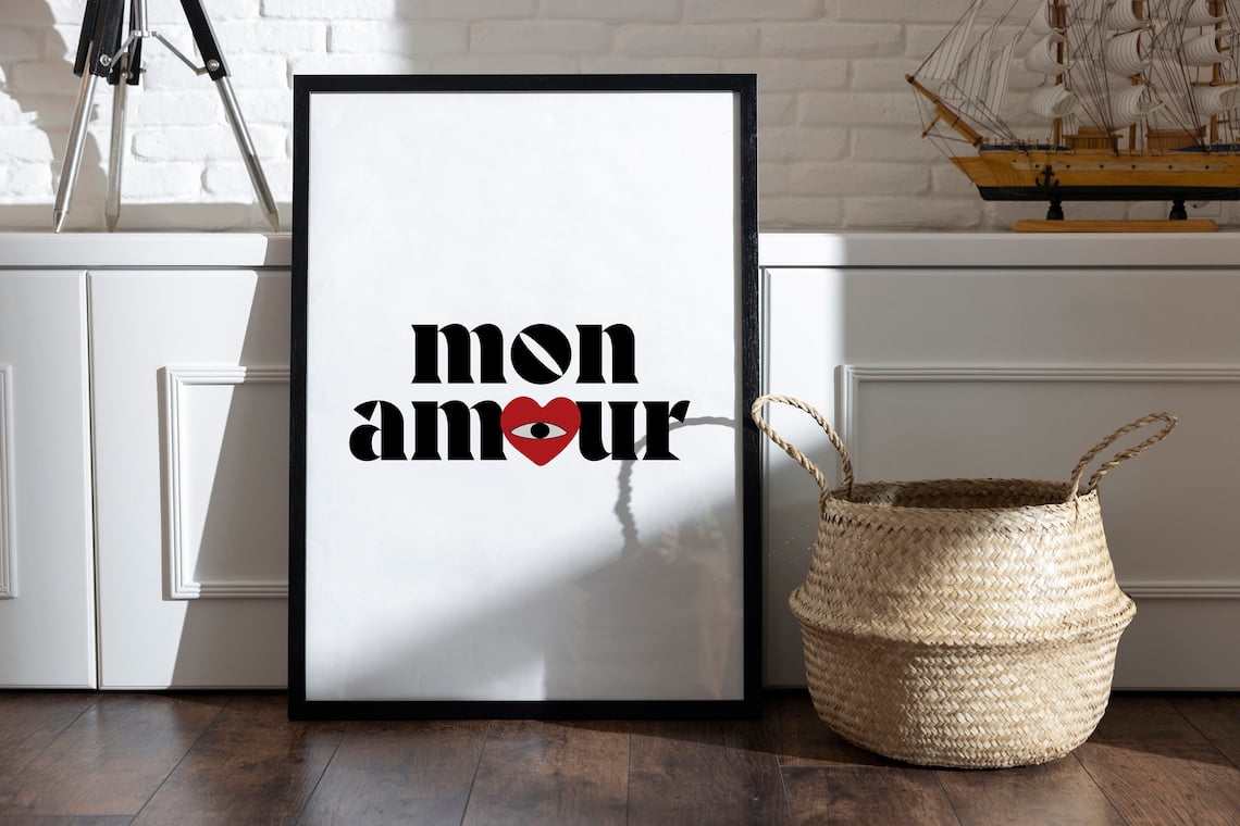 Amor Quote Poster, Mon Amour Wall Art, Love Quote Poster, Love Is The ...