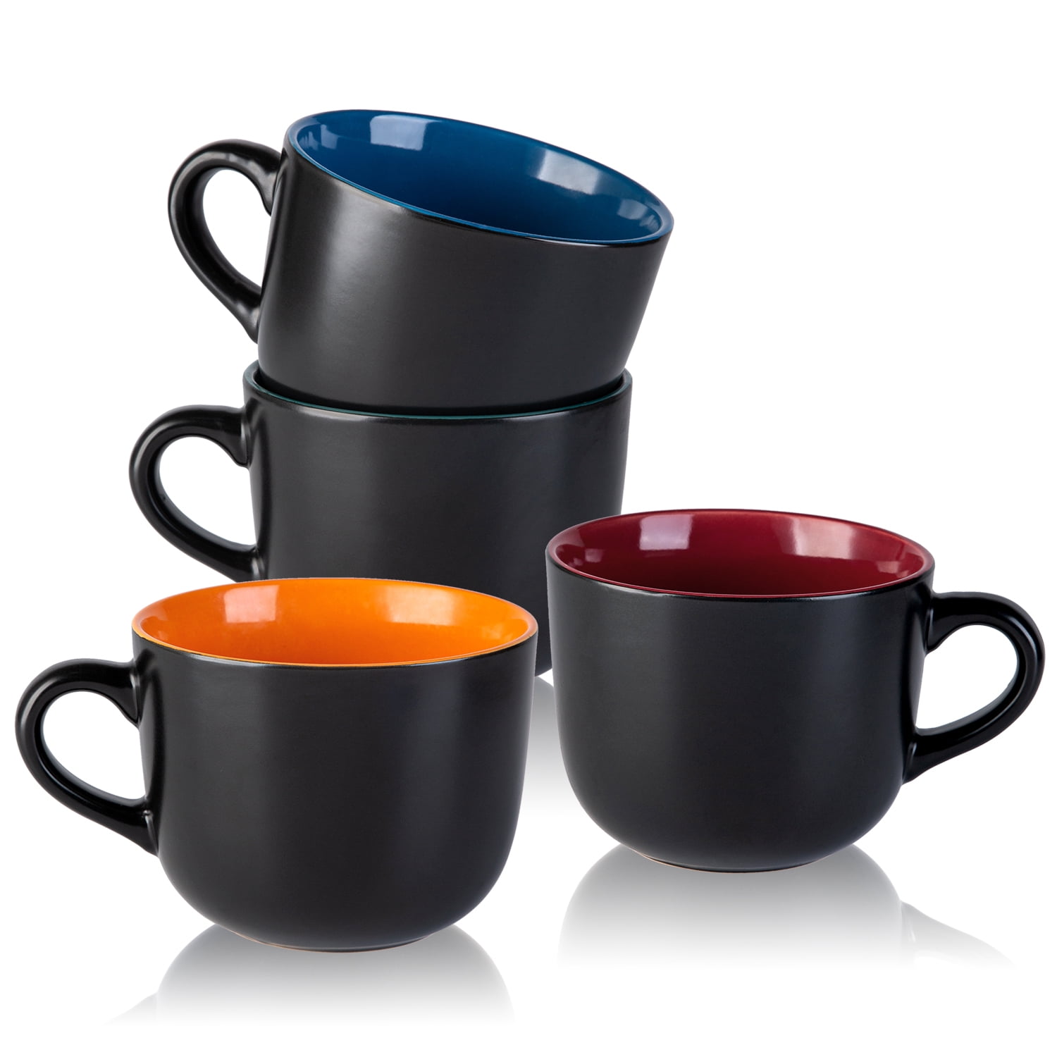 AmorArc 24 oz Jumbo Ceramic Soup Mugs with Handles, Set of 4, Microwave ...