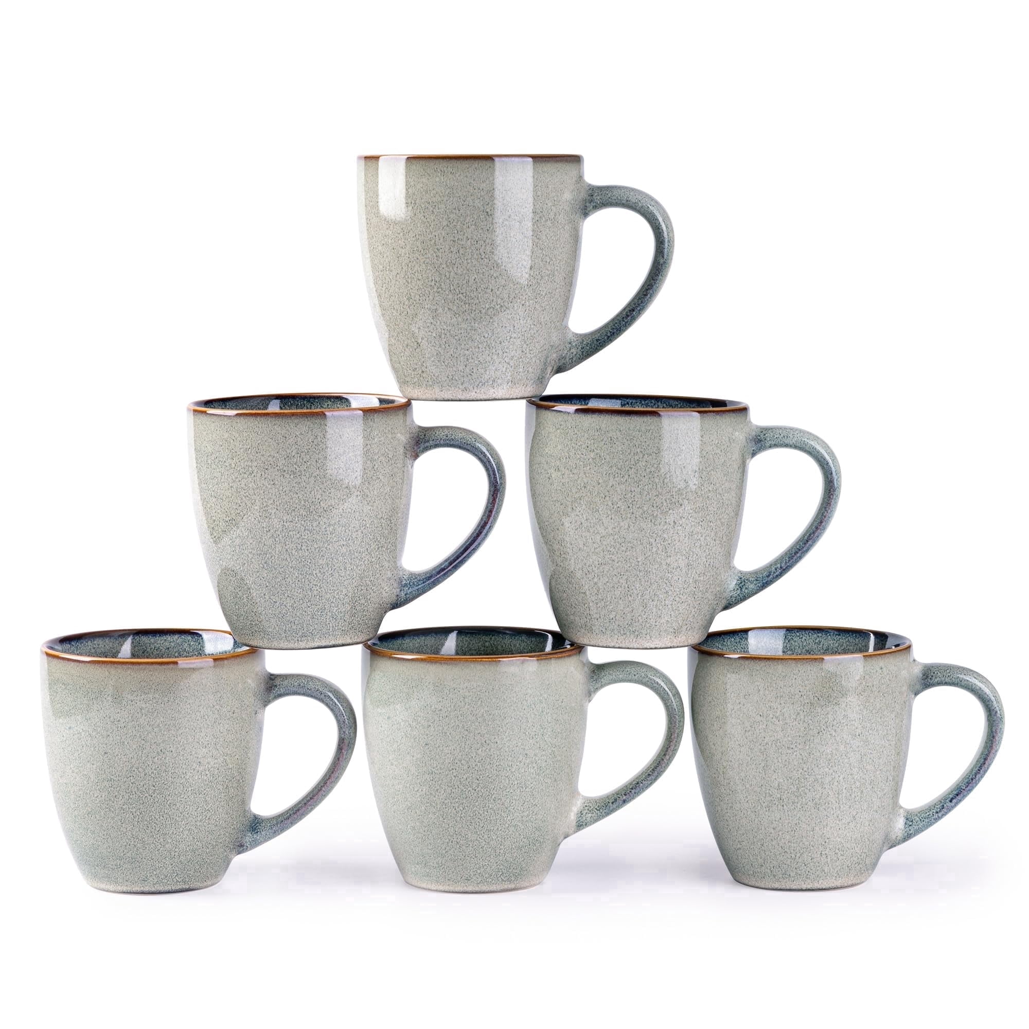 AmorArc Ceramic Coffee Mugs Set of 6, 12oz Stoneware Coffee Mugs Set ...