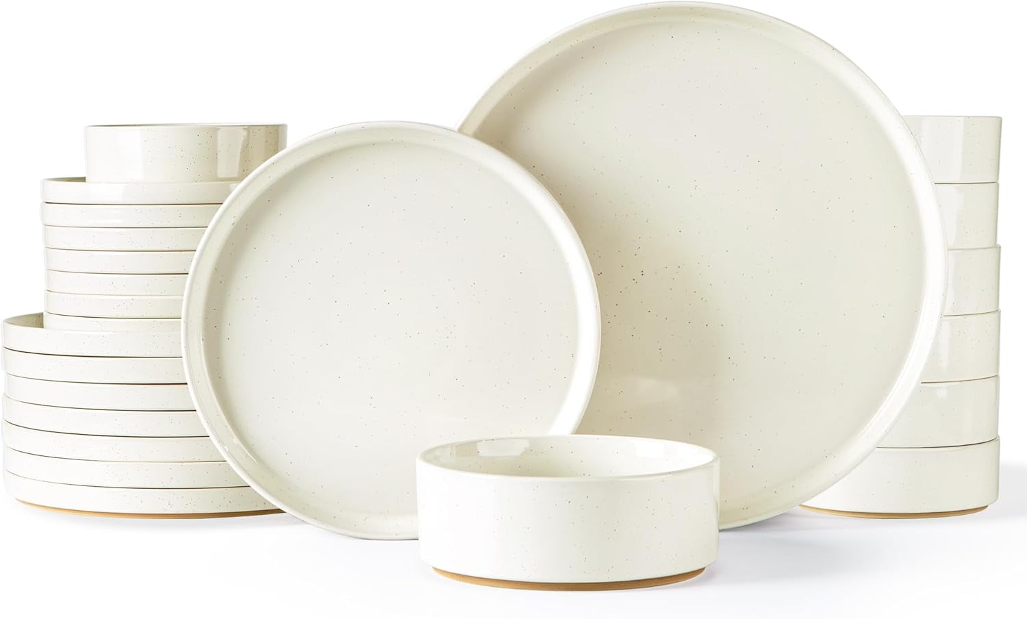 AmorArc Ceramic Dinnerware Set for 8 | Speckled Stoneware Plates and ...