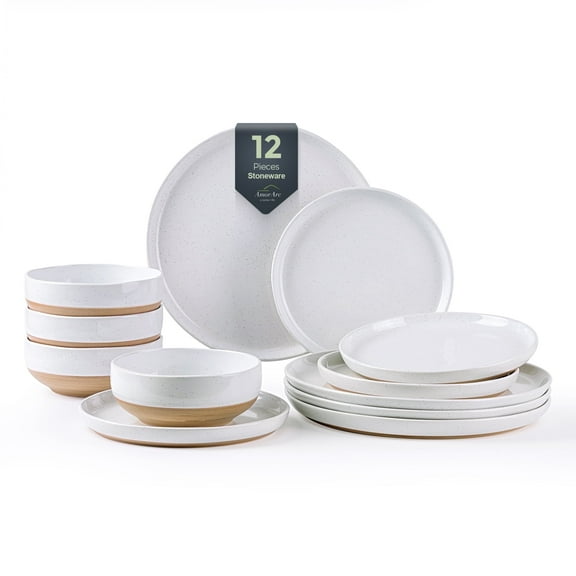 Dinnerware Sets, 12 Pieces Porcelain Round Plates and Bowls Sets ...