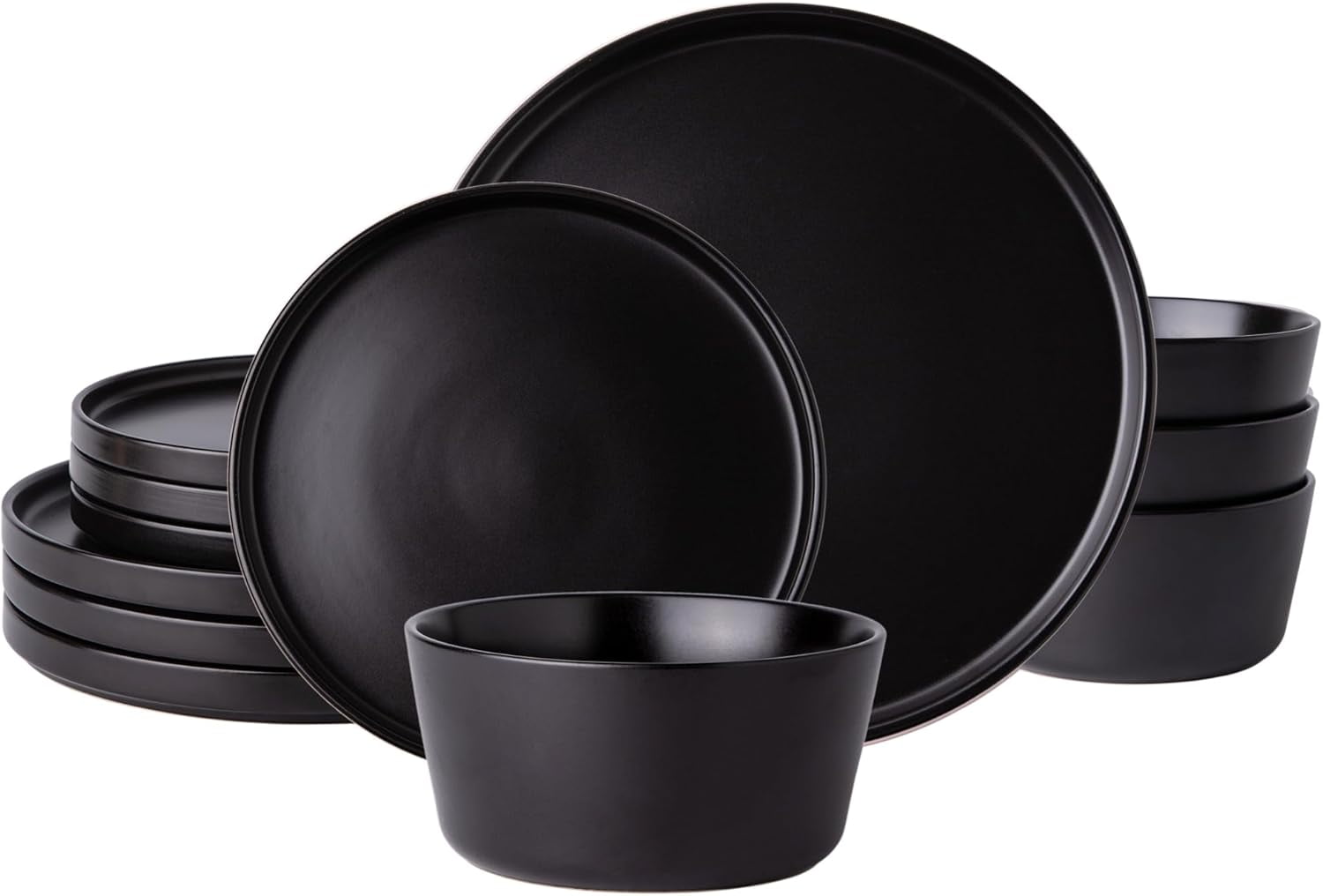 AmorArc Ceramic Dinnerware Sets for 4, Modern Flat Stoneware Plates and ...